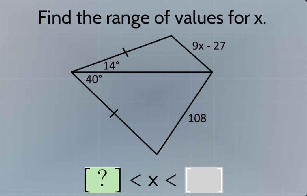 Find the range of values for x. [?]