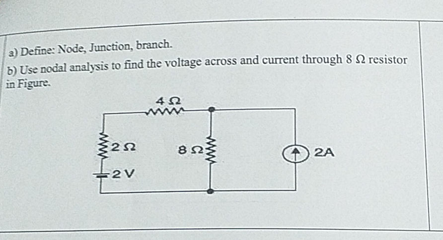 a) Define: Node, Junction, branch. b) Use | StudyX