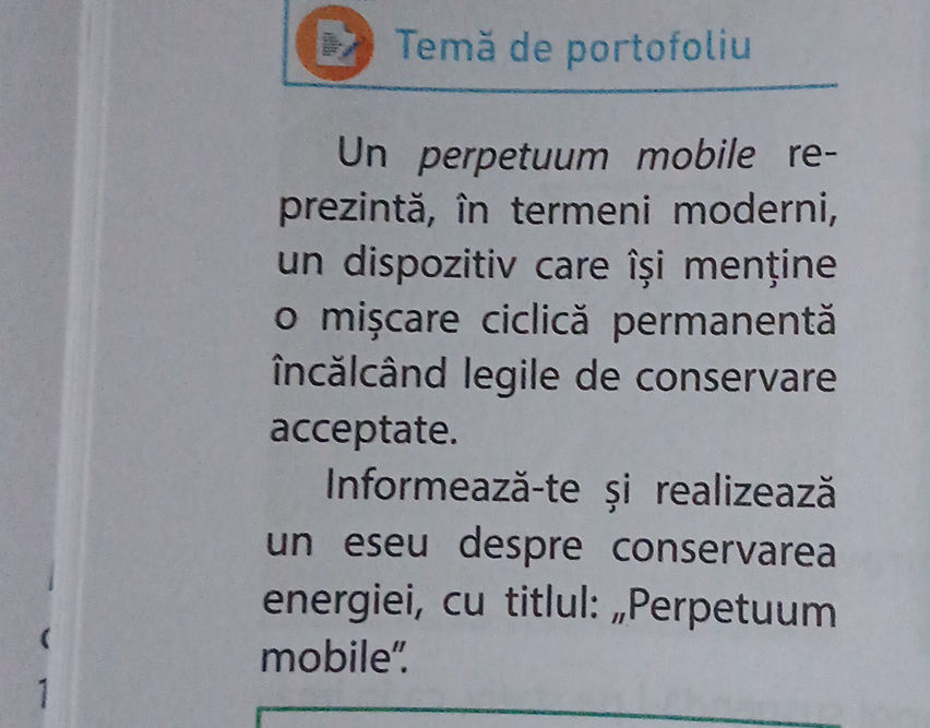 Temă de portofoliu Un perpetuum mobile | StudyX