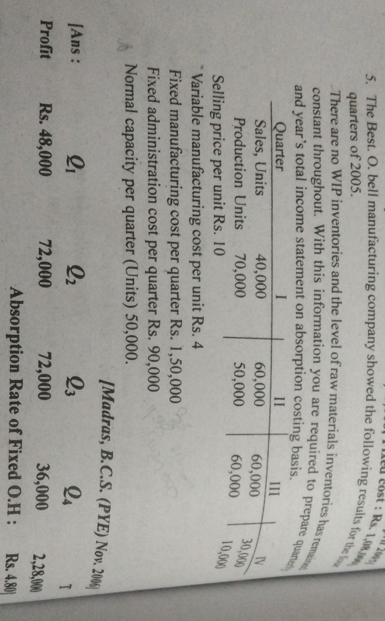 5. The Best. O. bell manufacturing company | StudyX