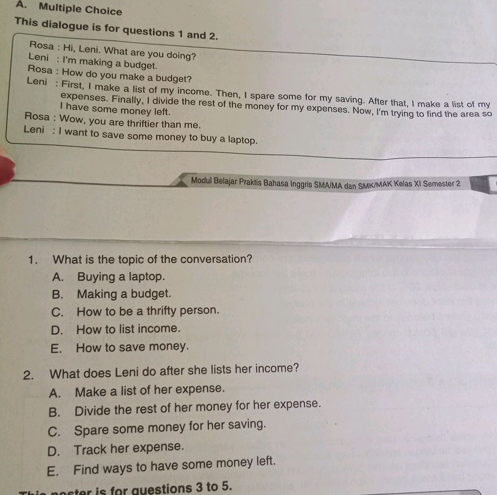 A. Multiple Choice This dialogue is for | StudyX