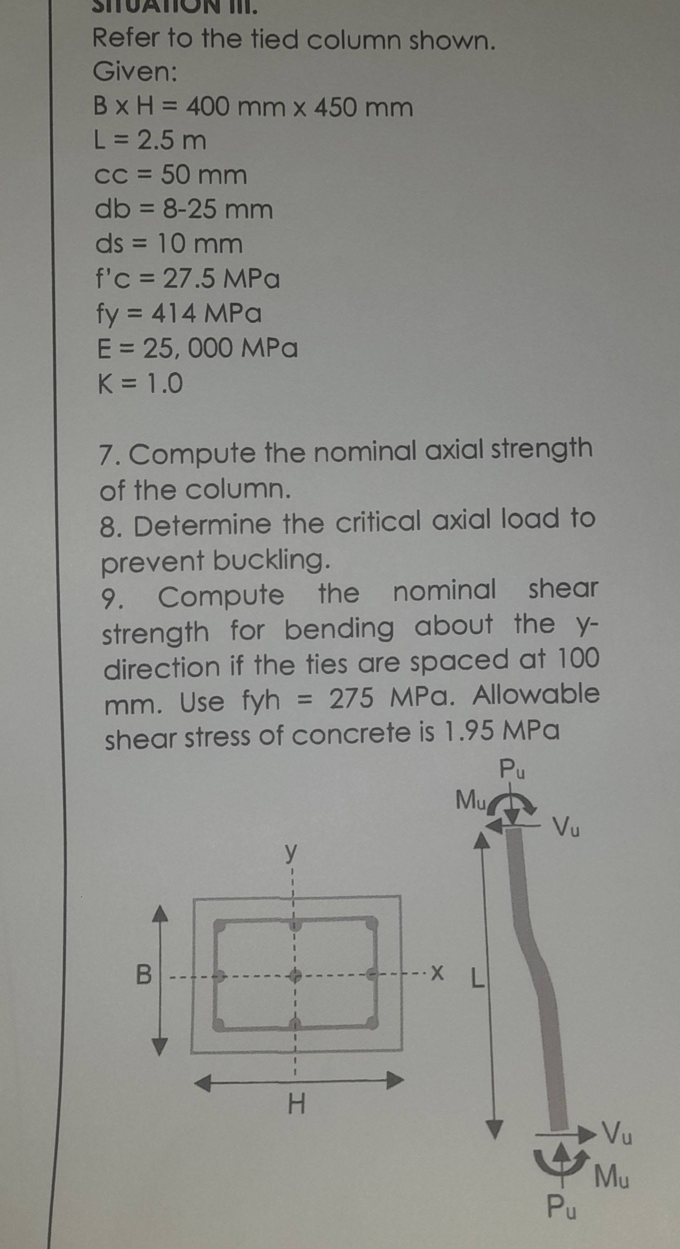 Refer to the tied column shown. Given: B x | StudyX