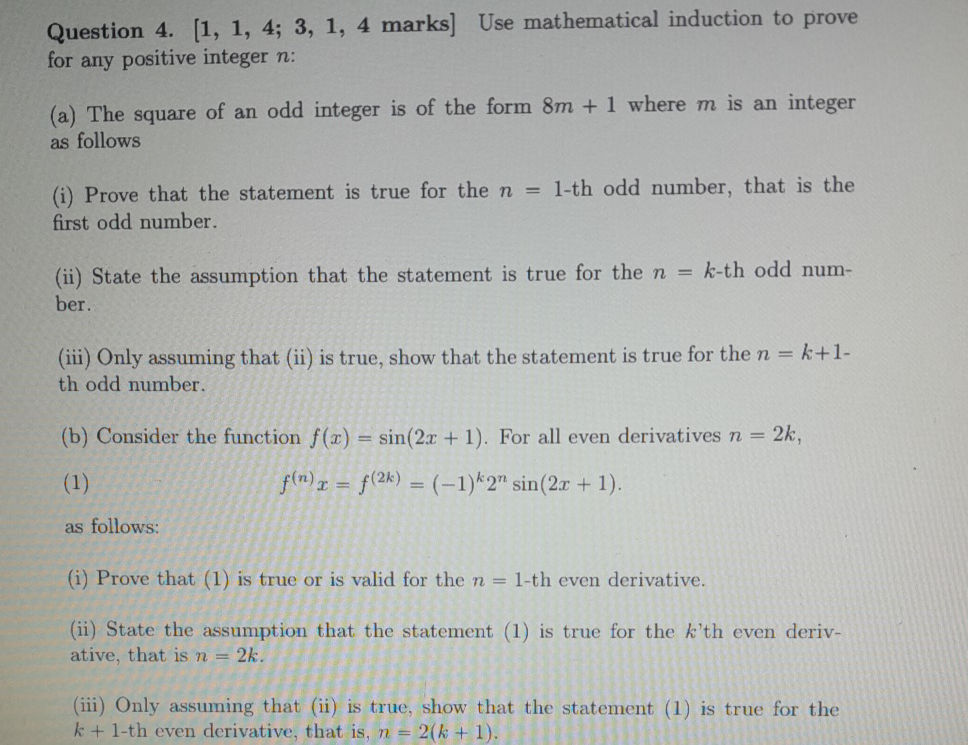 Question 4. Use mathematical induction to | StudyX