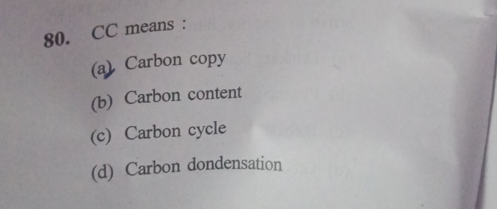 80. CC means : (a) Carbon copy (b) Carbon | StudyX