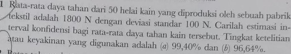 1 Rata-rata daya tahan dari 50 helai kain | StudyX