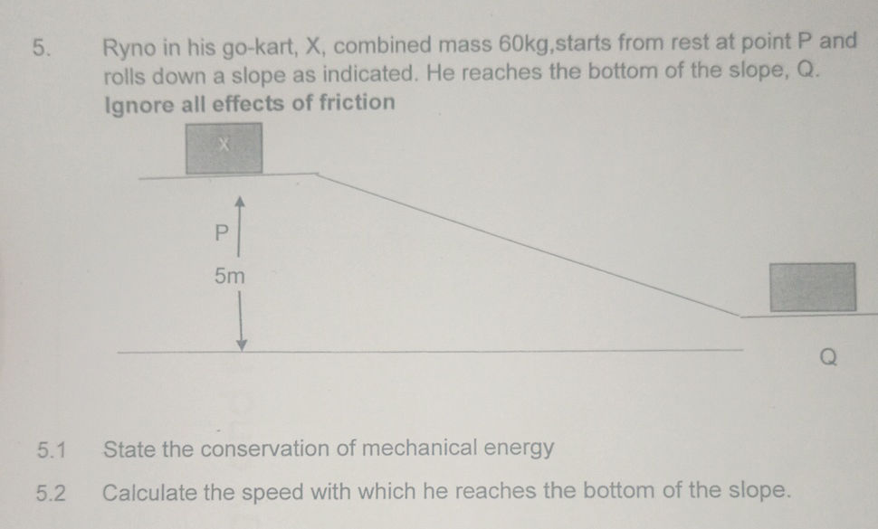 5. Ryno in his go-kart, X, combined mass | StudyX