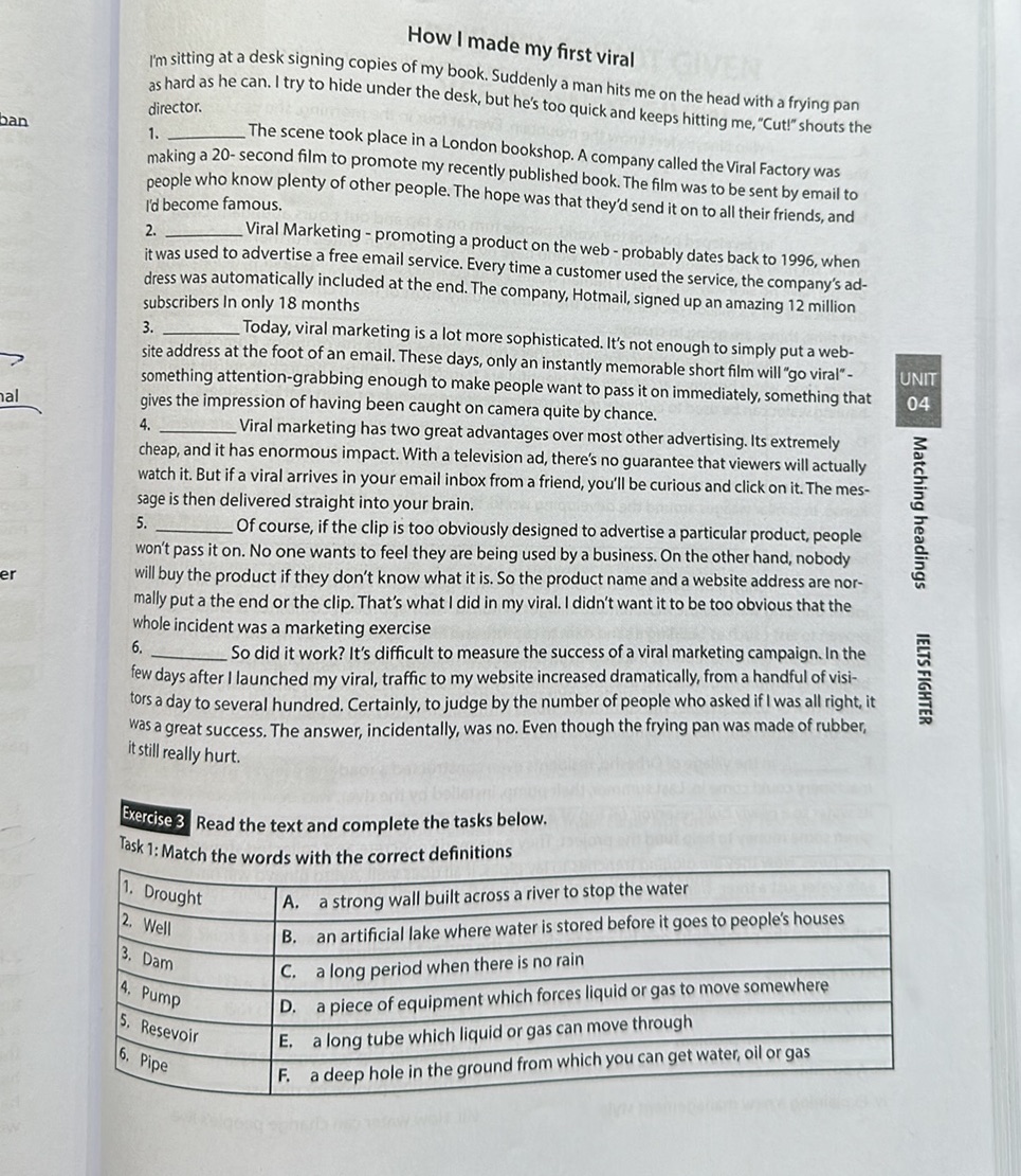 Exercise 3 Read the text and complete the | StudyX