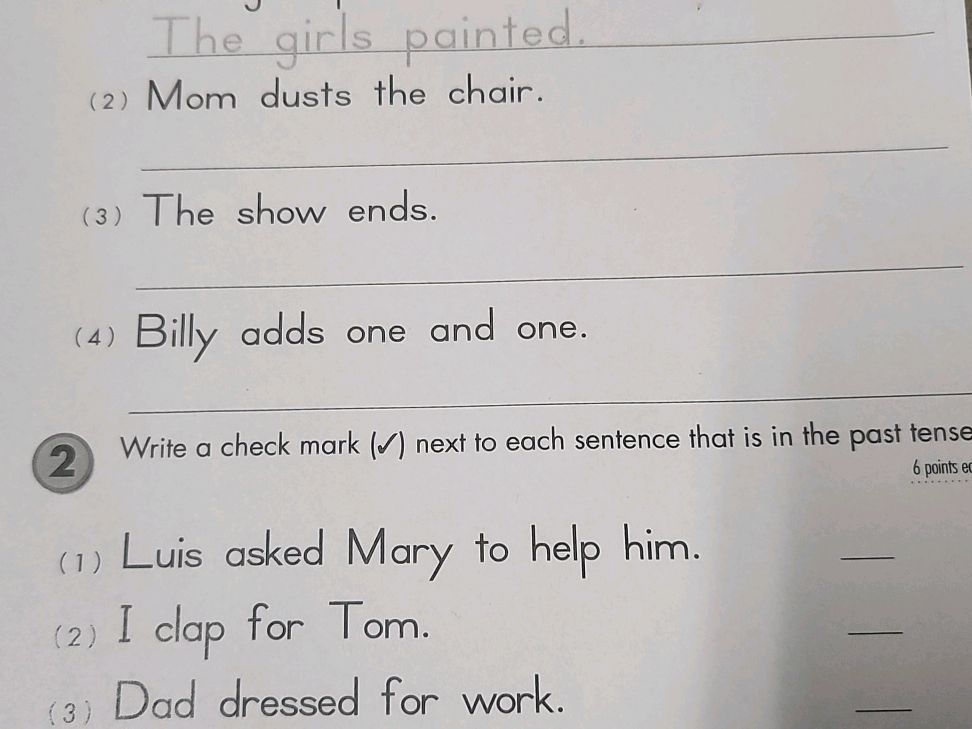 Write a check mark ( ) next to each sentence | StudyX