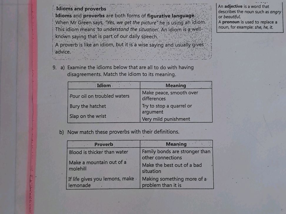 9. a) Examine the idioms below that are all | StudyX