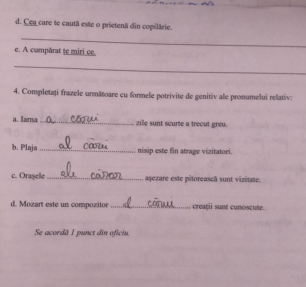 4. Completați frazele următoare cu formele | StudyX
