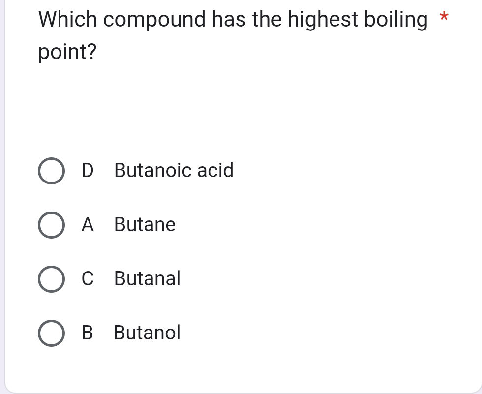 Which compound has the highest boiling | StudyX
