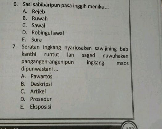 6. Sasi sabibaripun pasa inggih menika ... | StudyX
