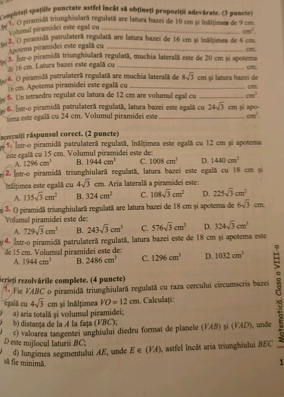 Completați spațiile punctate astfel încât să | StudyX