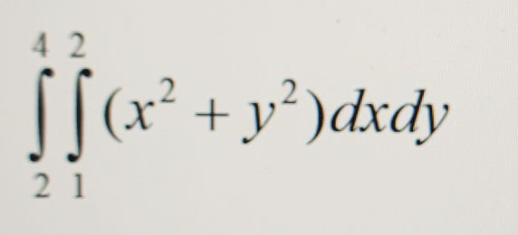 Evaluate the double integral of x^2 + y^2 | StudyX