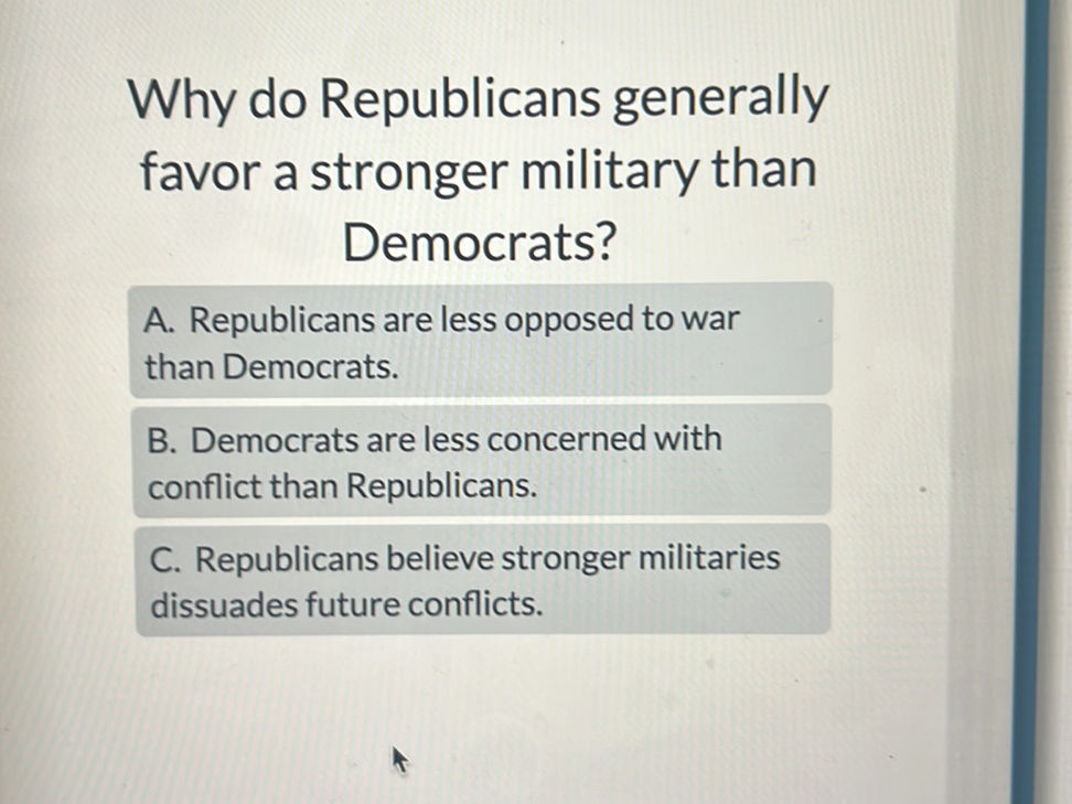 Why do Republicans generally favor a | StudyX