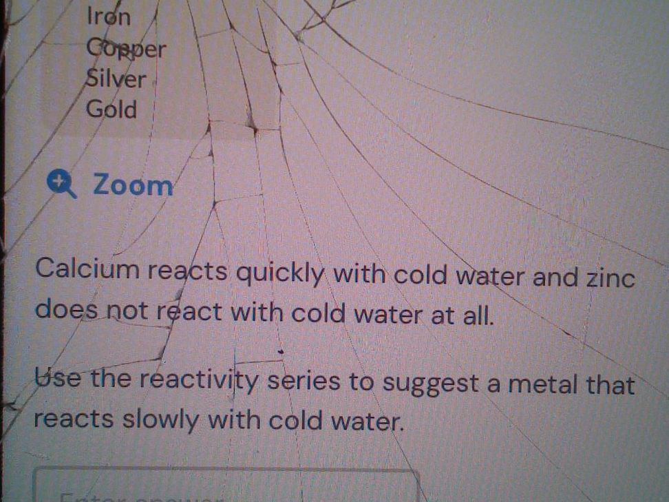 Calcium reacts quickly with cold water and | StudyX