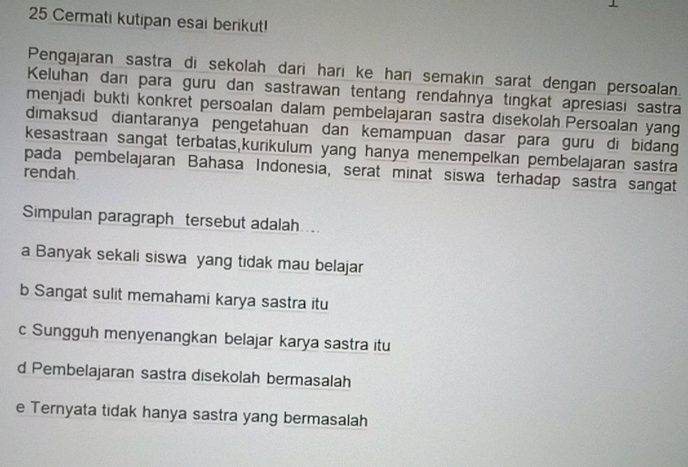 25 Cermati kutipan esai berikut! Pengajaran | StudyX