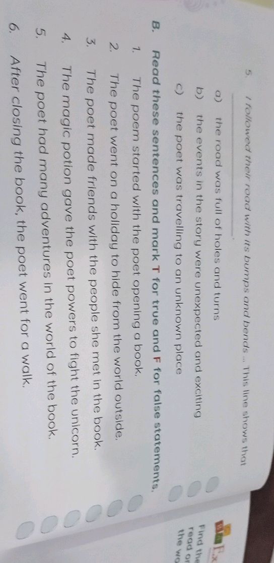 B. Read these sentences and mark T for true | StudyX