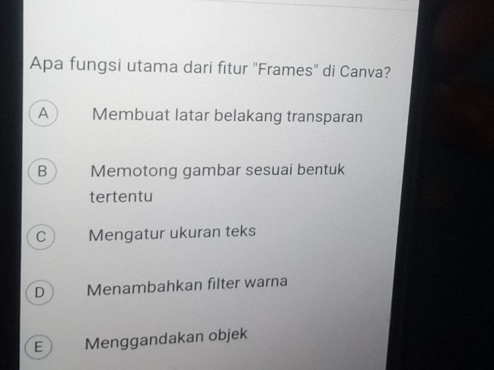 Apa fungsi utama dari fitur "Frames" di | StudyX
