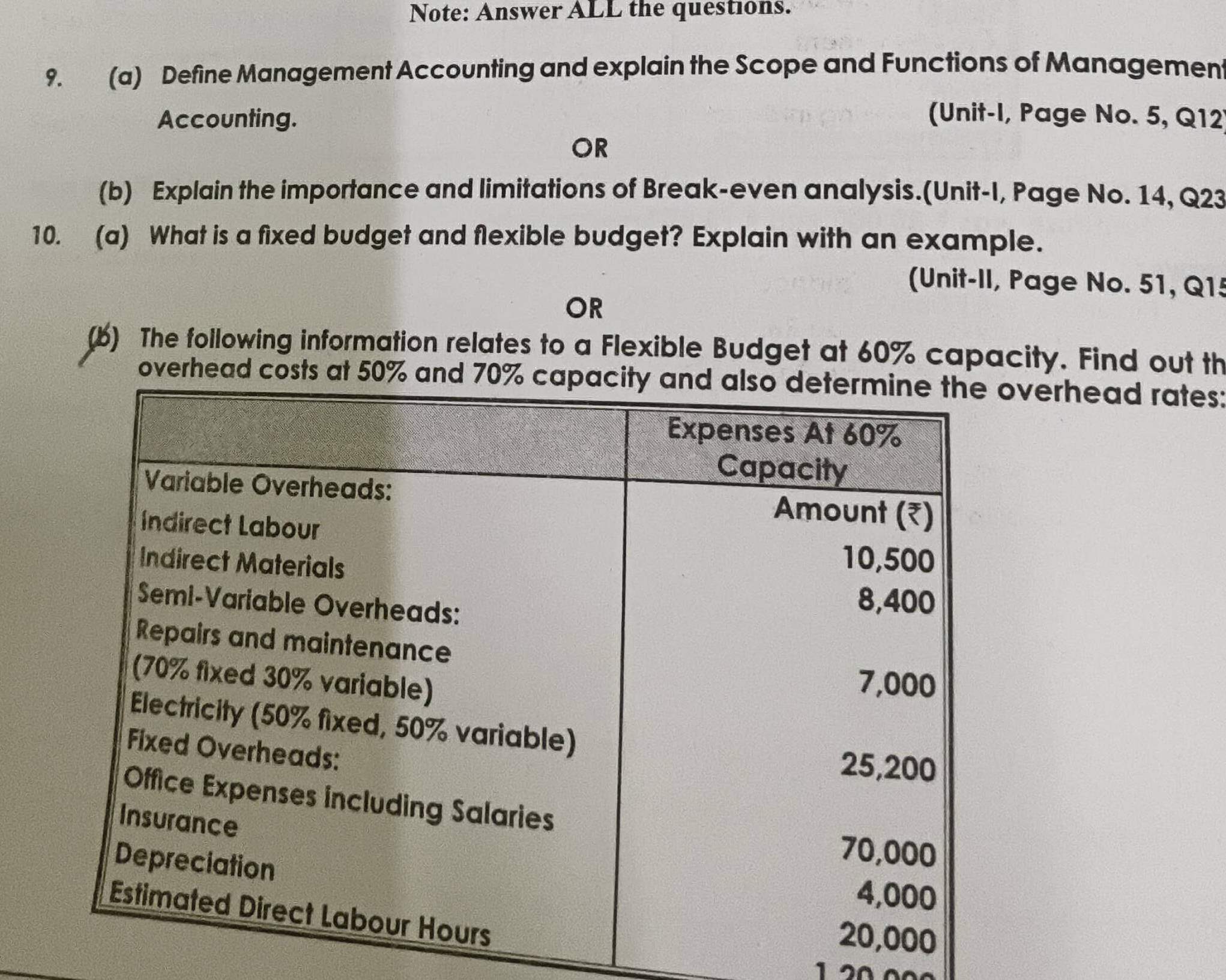 9. (a) Define Management Accounting and | StudyX