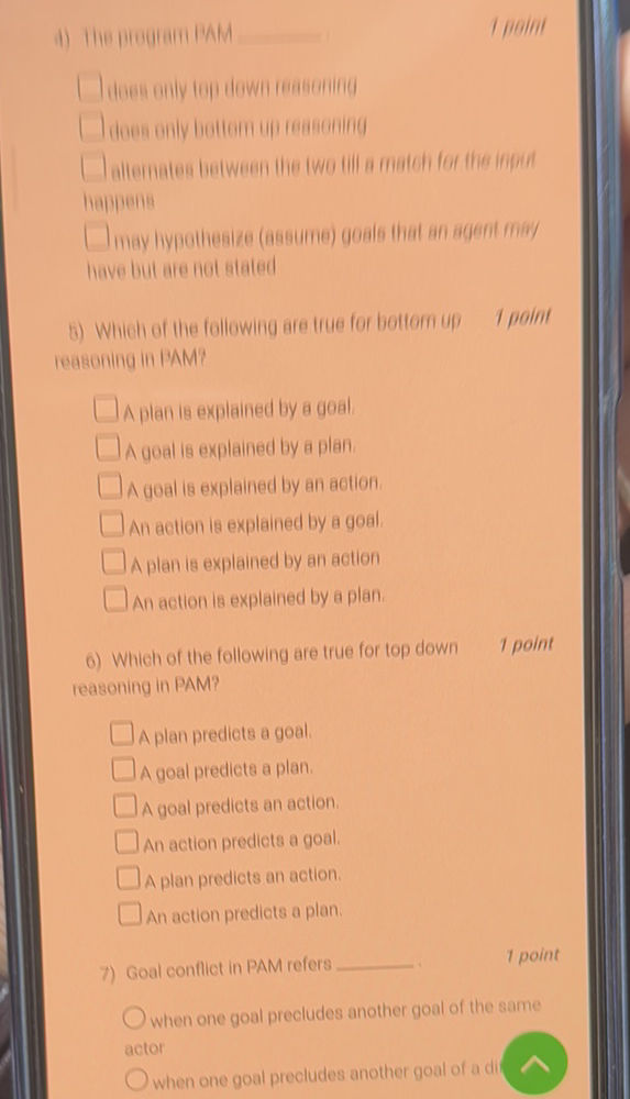 4) The program PAM ☐ does only top down | StudyX