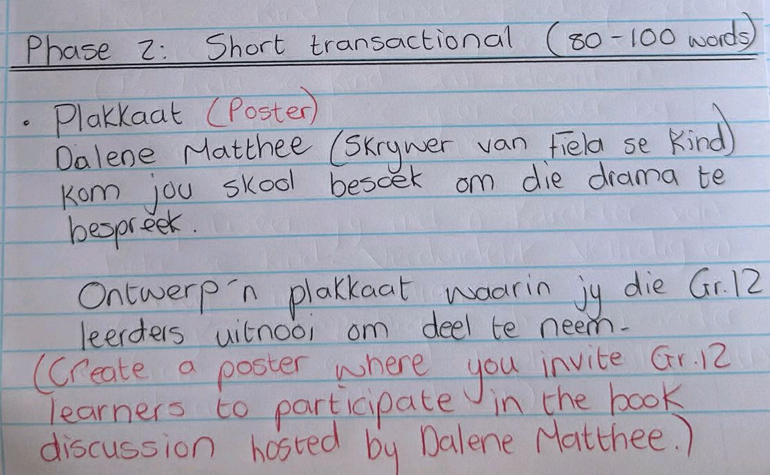 Plakkaat (Poster) Dalene Matthee (Skrywer | StudyX