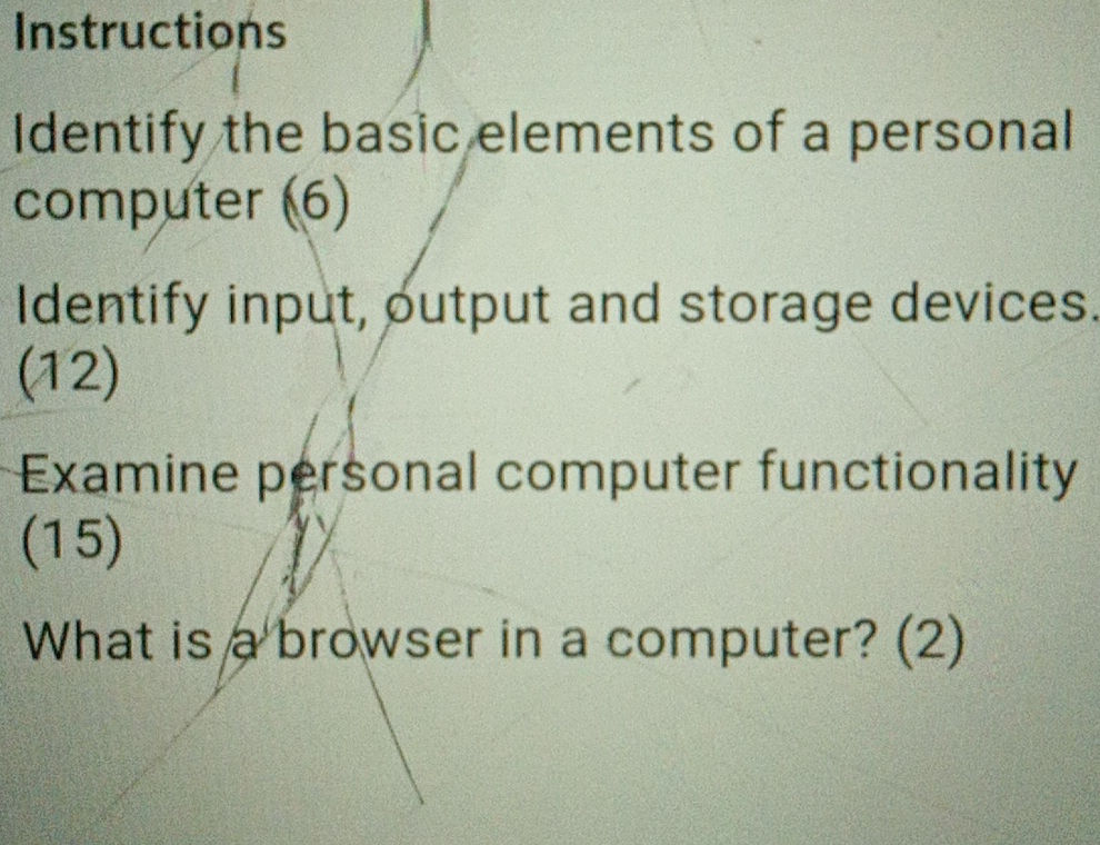 Identify the basic elements of a personal | StudyX