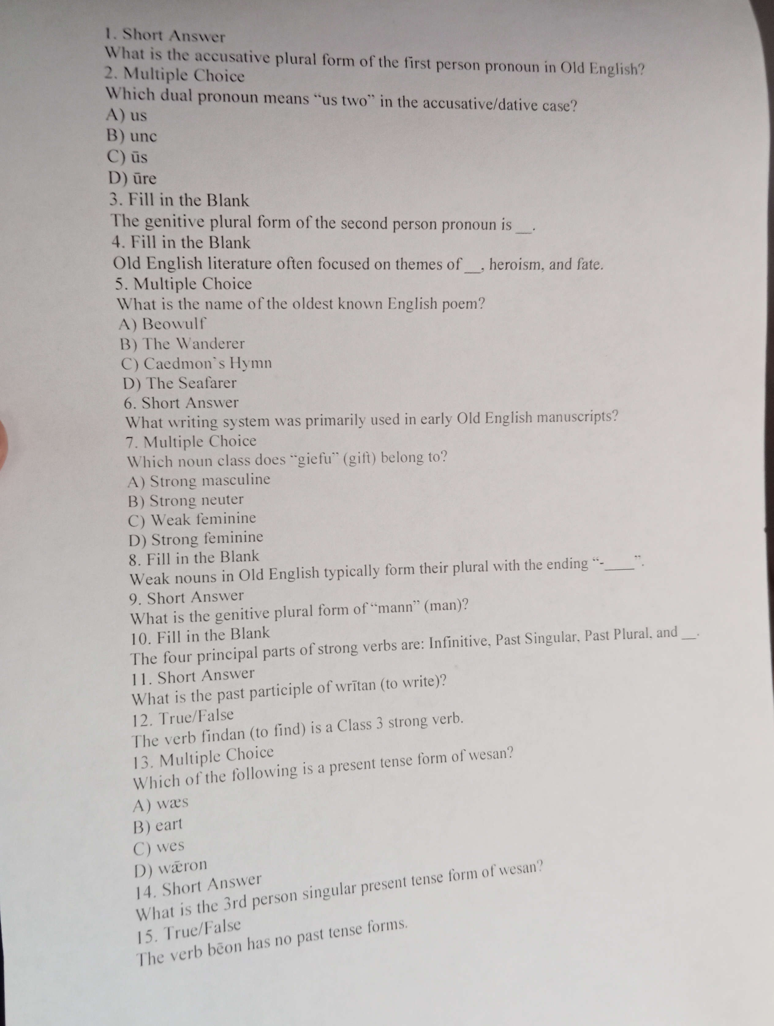 1. Short Answer What is the accusative | StudyX