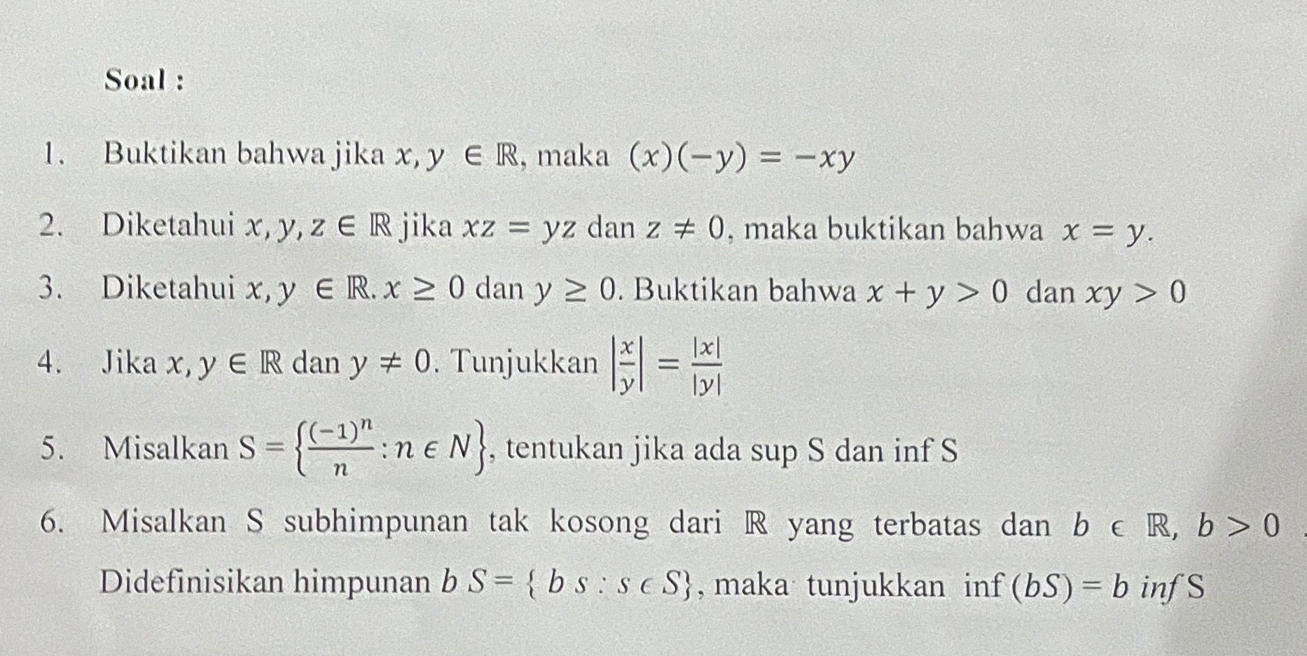 1. Buktikan bahwa jika $x, y {R}$, maka | StudyX