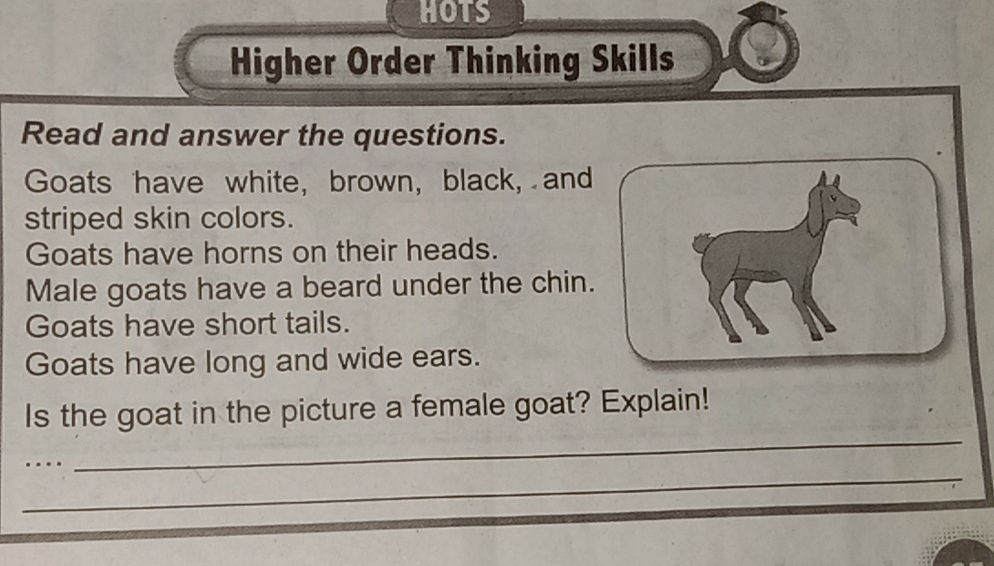 Read and answer the questions. Goats have | StudyX