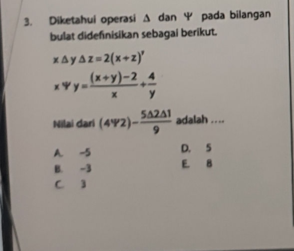 3. Diketahui operasi $ $ dan $ $ pada | StudyX