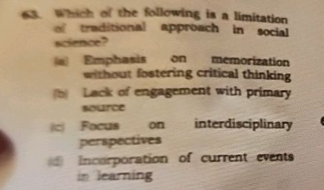 63. Which of the following is a limitation | StudyX