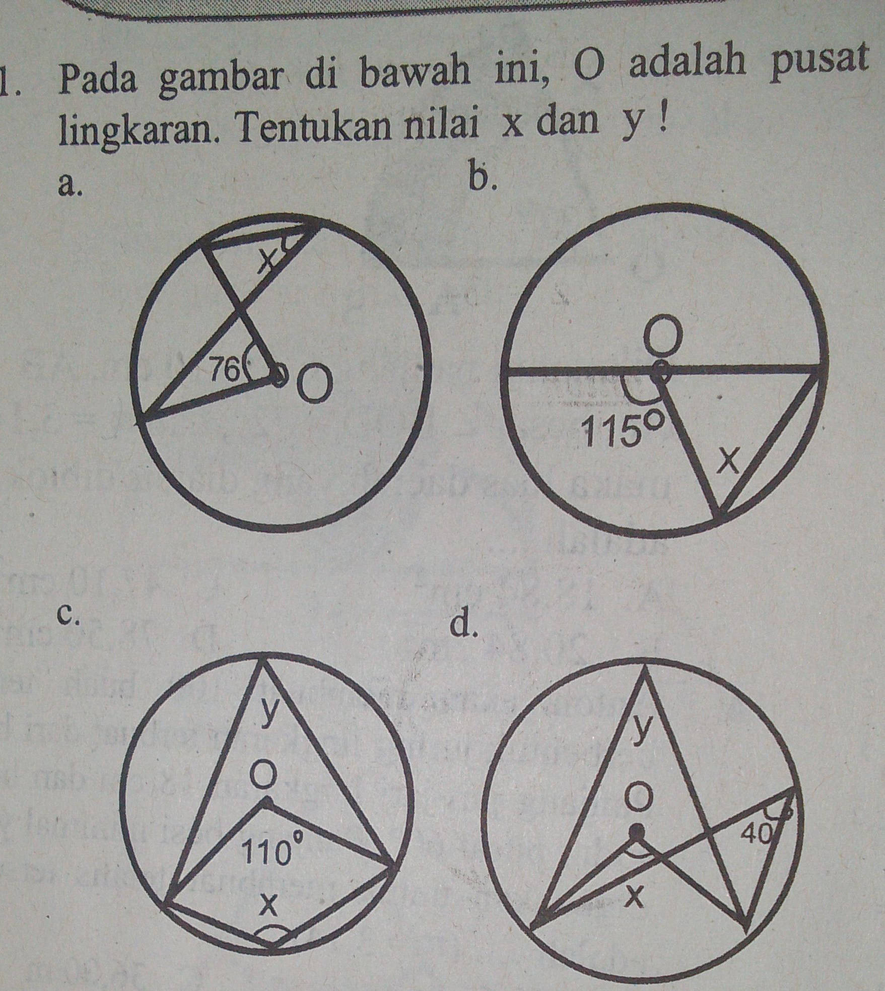 1. Pada gambar di bawah ini, O adalah pusat | StudyX