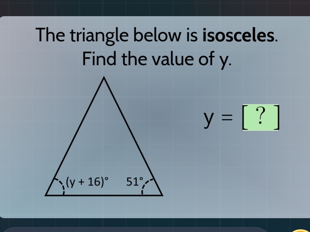 The triangle below is isosceles. Find the | StudyX