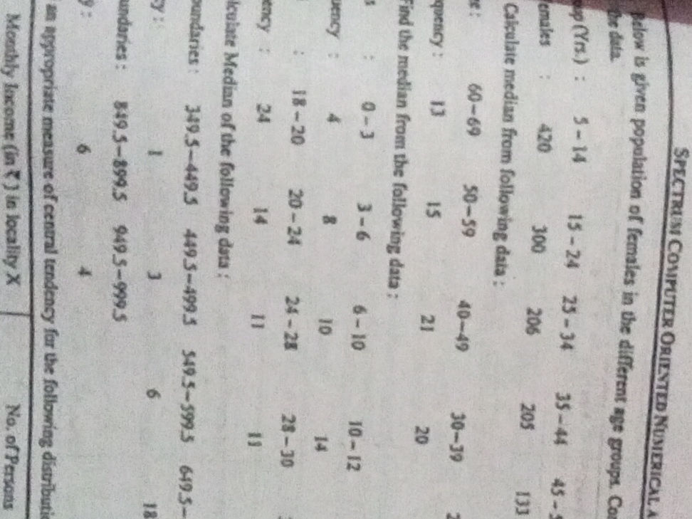 Calculate median from following data: | | StudyX