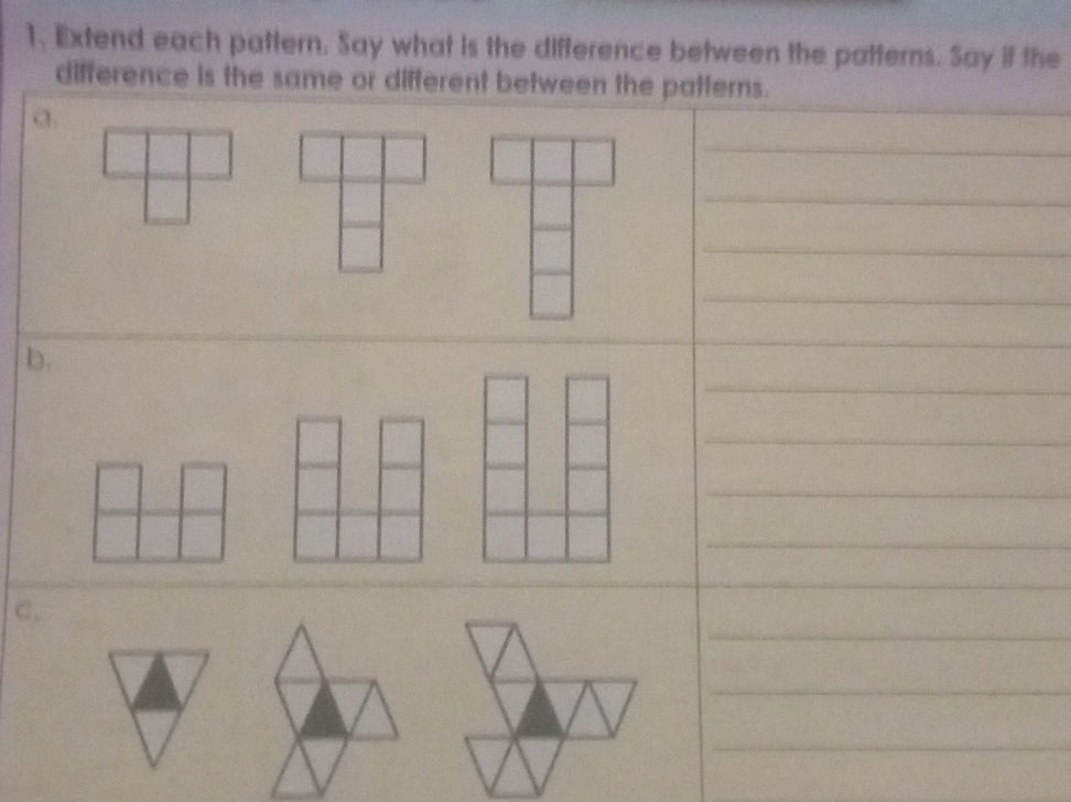 1. Extend each pattern. Say what is the | StudyX