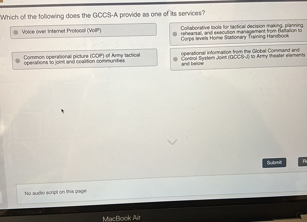 Which of the following does the GCCS-A | StudyX
