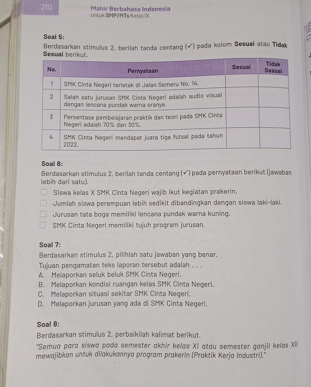 Soal 5: Berdasarkan stimulus 2, berilah | StudyX