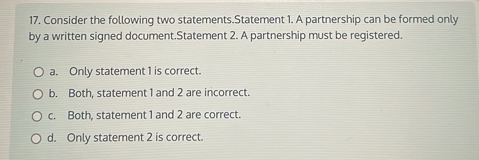 17. Consider the following two statements. | StudyX