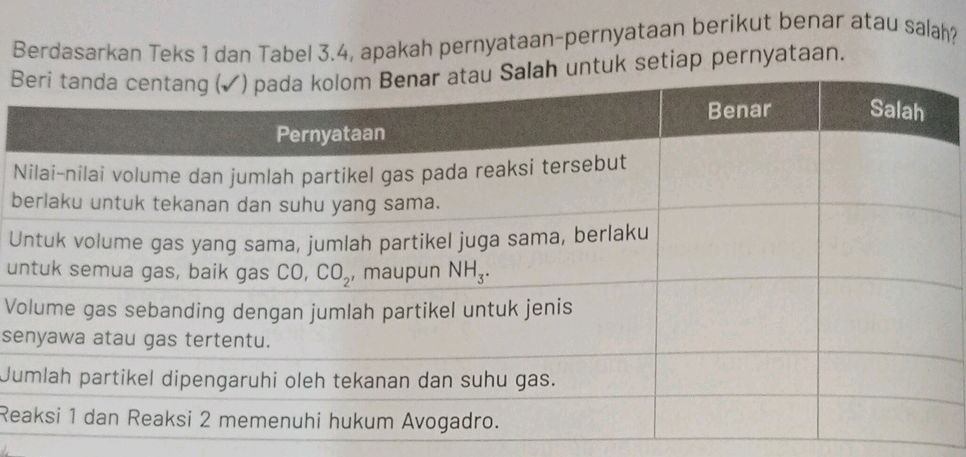 Berdasarkan Teks 1 dan Tabel 3.4, apakah | StudyX