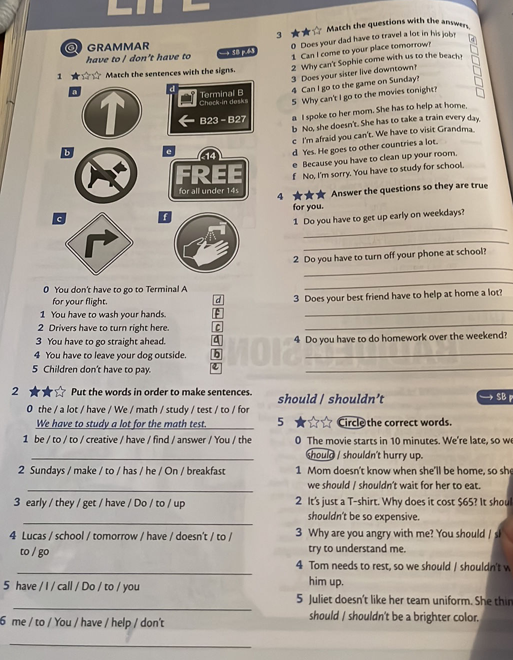 1. Match the sentences with the signs. | StudyX