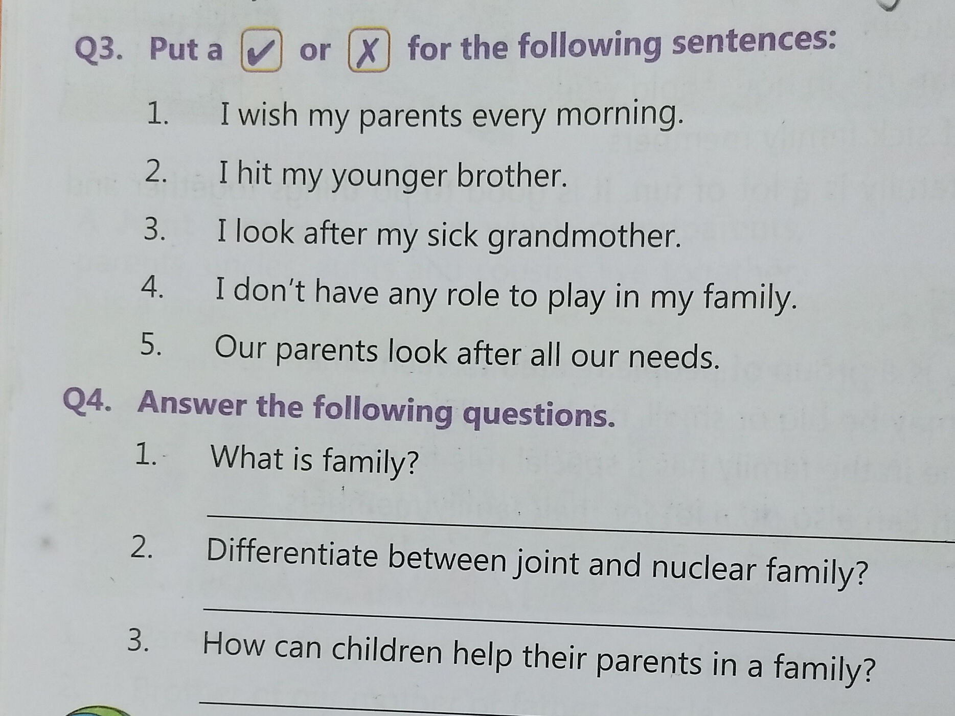 Q3. Put a or for the following | StudyX