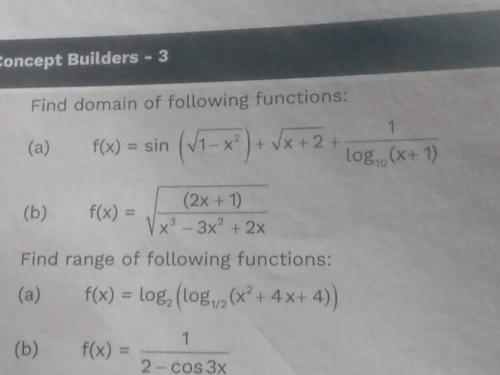 Find domain of following functions: (a) | StudyX
