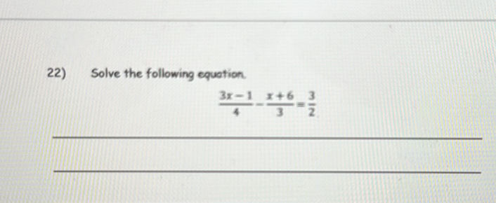 22) Solve the following equation. $ | StudyX