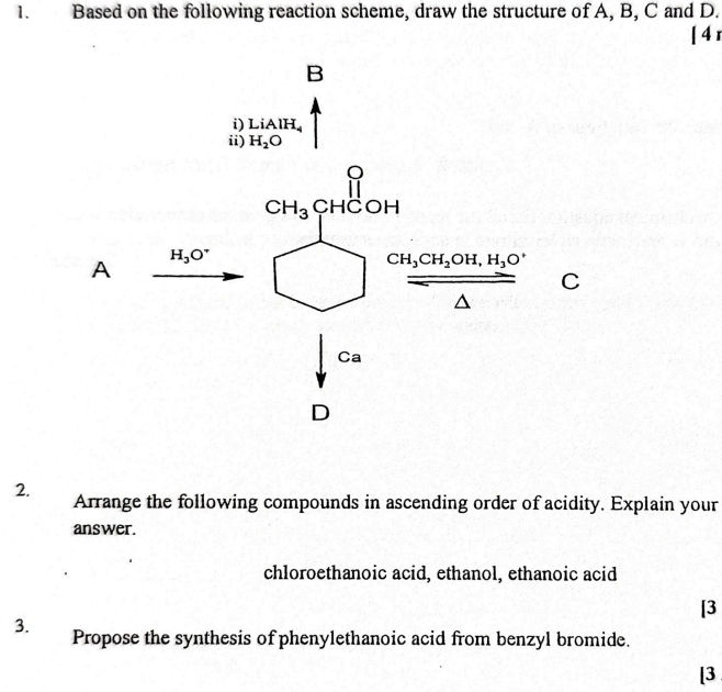 1. Based on the following reaction scheme, | StudyX
