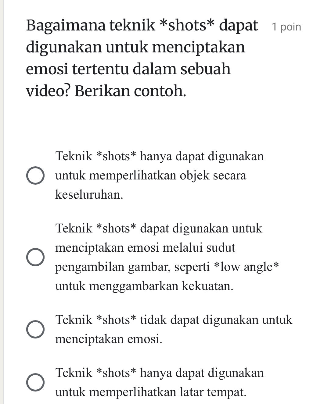 Bagaimana teknik *shots* dapat digunakan | StudyX