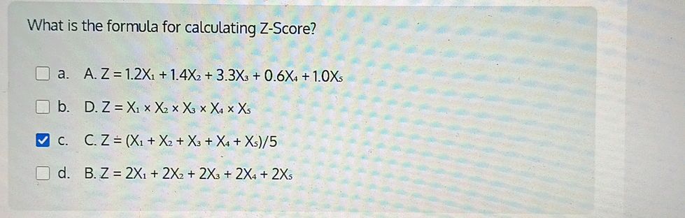 What is the formula for calculating Z-Score? | StudyX