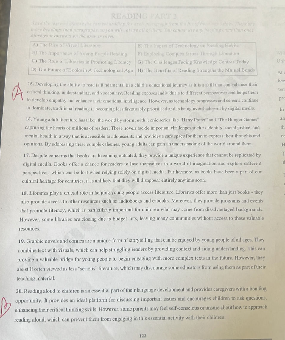 READING PART 3 And the rest read choose the | StudyX