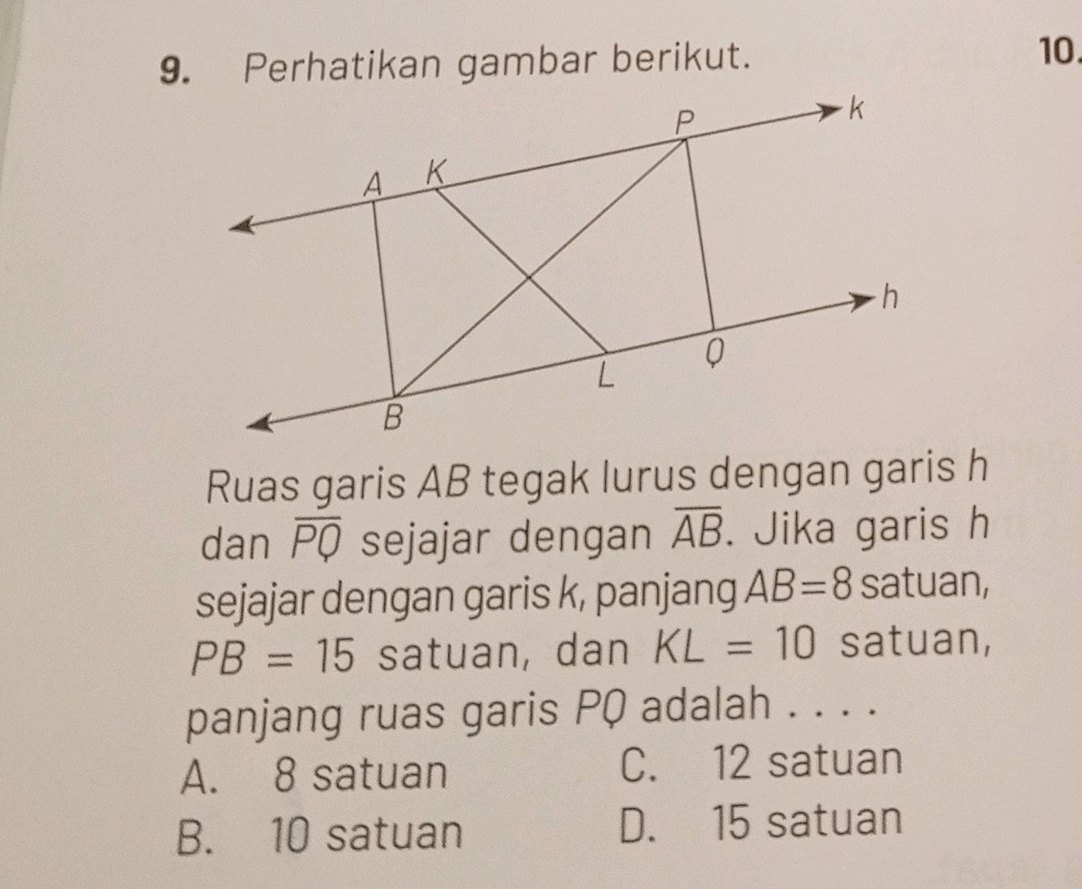 9. Perhatikan gambar berikut. Ruas garis AB | StudyX