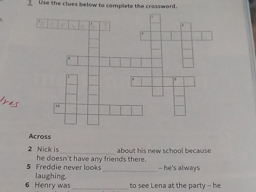 Use the clues below to complete the | StudyX